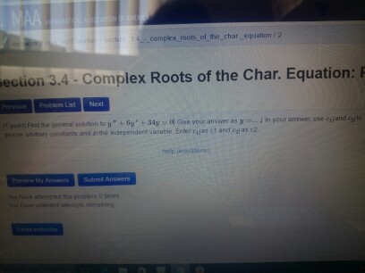 Solved ection 3.4 complex Roots of the char. Equation: i 4 | Chegg.com