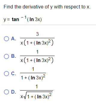 Solved Find the derivative of y with respect to x. y = | Chegg.com