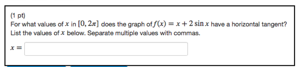 Solved For what values of x in [0, 2 pi] does the graph of | Chegg.com