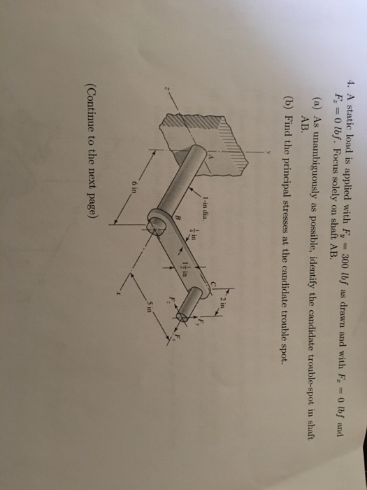 Solved A static load is applied with F_y = 300 lbf as drawn | Chegg.com