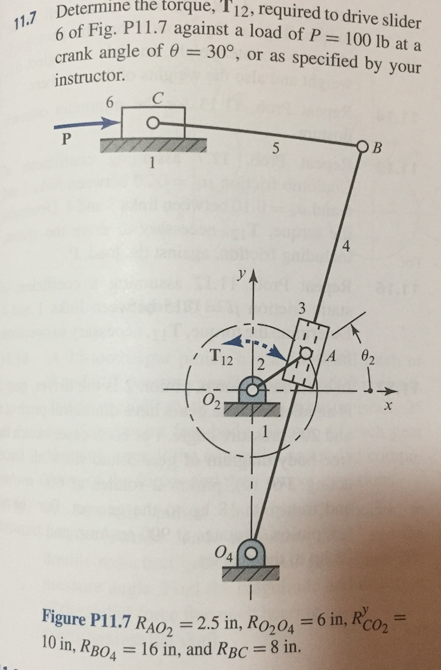 Solved Determine the torque, T12, required to drive slider P | Chegg.com