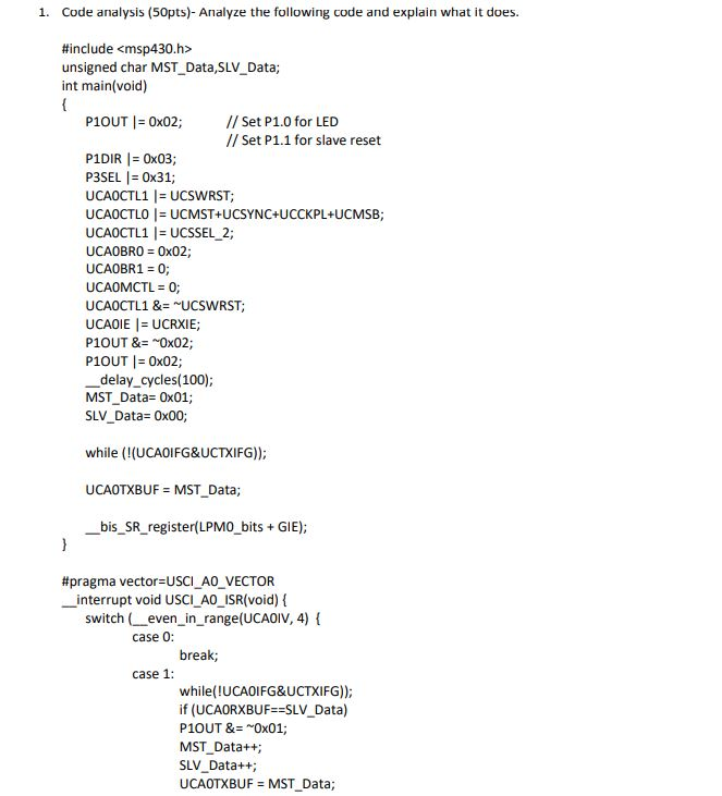 Solved 1. Code analysis (50pts)- Analyze the following code | Chegg.com