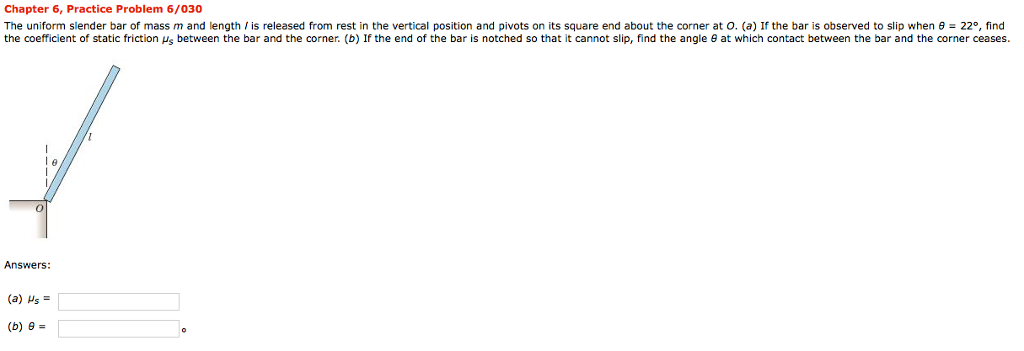 Solved Chapter 6, Practice Problem 6/030 The uniform slender | Chegg.com