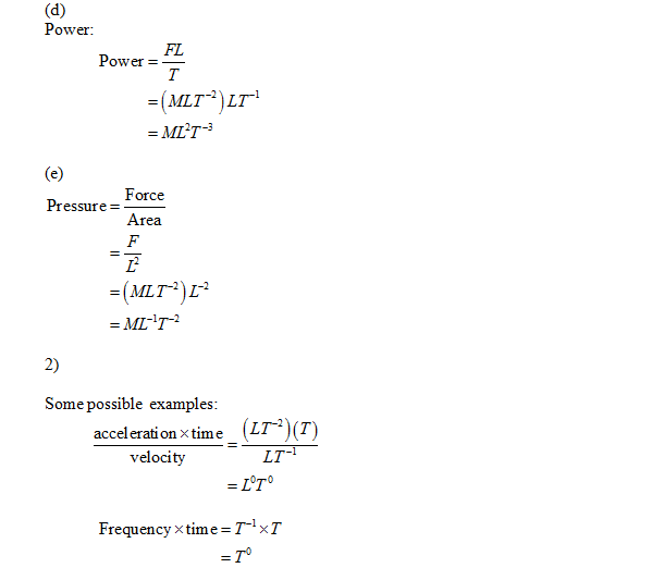 (Solved) - For each quantity listed, indicate dimensions using the FLtT ...