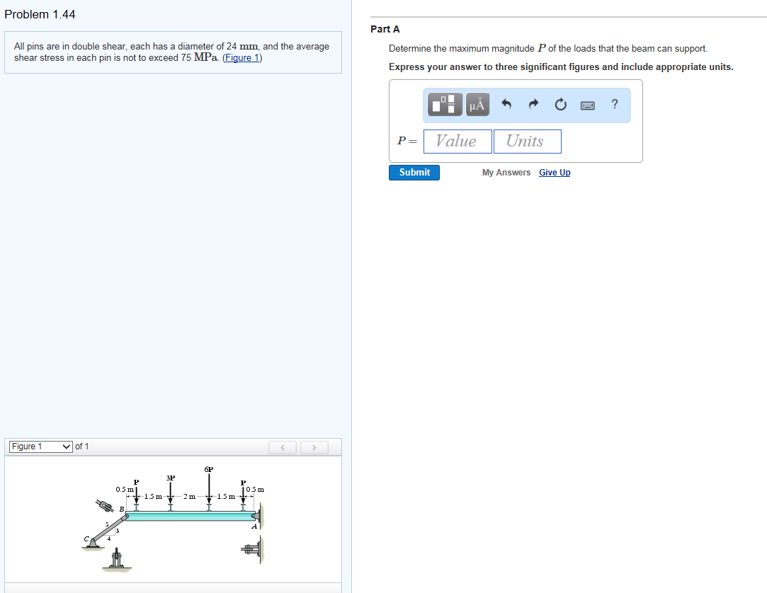Solved All pins are in double shear, each has a diameter of | Chegg.com