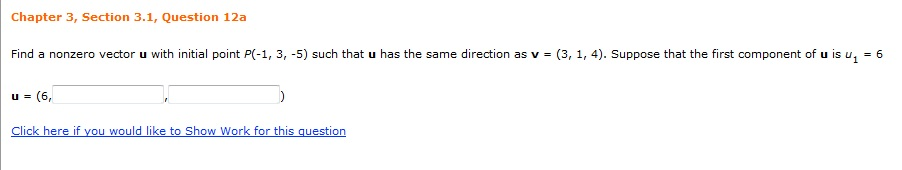 Solved Find a nonzero vector u with initial point P(-1, 3, | Chegg.com