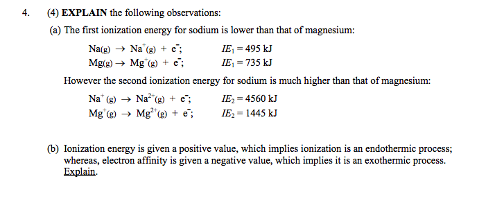 Solved 4.(4) EXPLAIN the following observations (a) The | Chegg.com