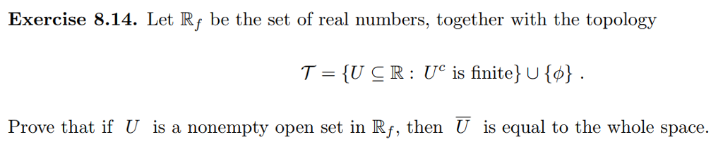Solved Exercise 8.14. Let Rf be the set of real numbers, | Chegg.com