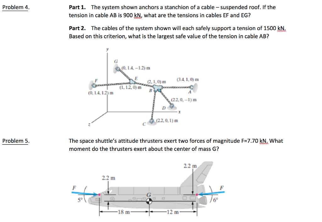 Solved Part 1. The system shown anchors a stanchion of a | Chegg.com