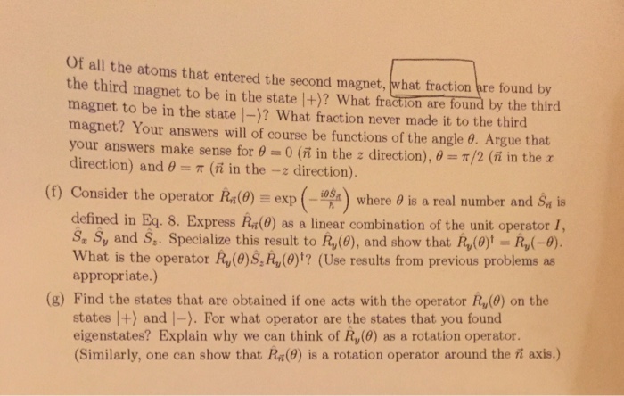 Solved Spin one half particle quantized along an arbitrary | Chegg.com