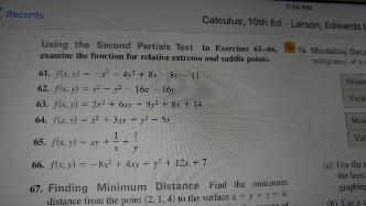 Solved Using the Second Partials Test. In Exercise 61-66, | Chegg.com
