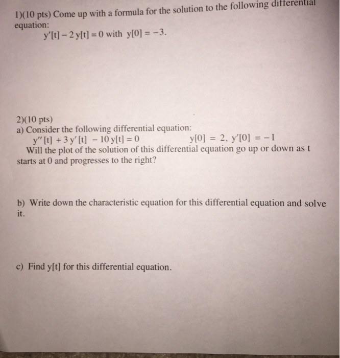 Solved differential equation | Chegg.com