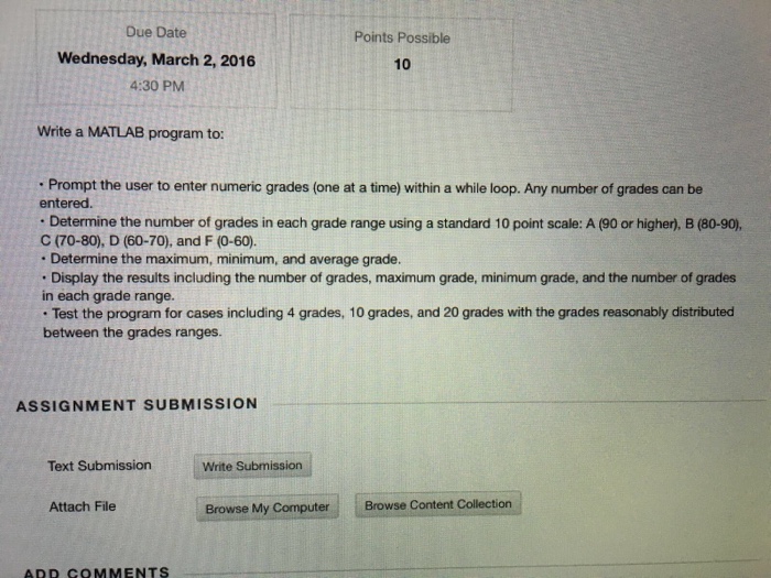Solved Write A Matlab Program To Prompt The User To Enter