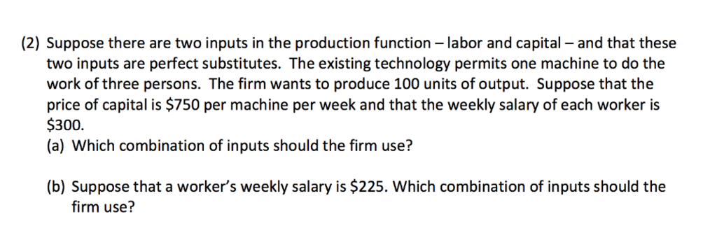 Solved Suppose there are two inputs in the production | Chegg.com