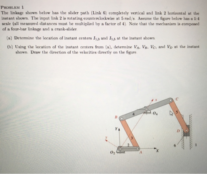 Solved The linkage shown below has the slider path (Link 6) | Chegg.com