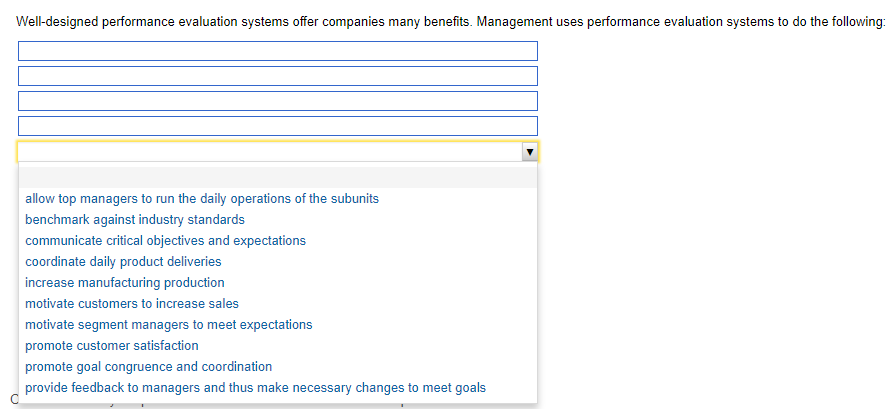 Solved Well-designed performance evaluation systems offer | Chegg.com