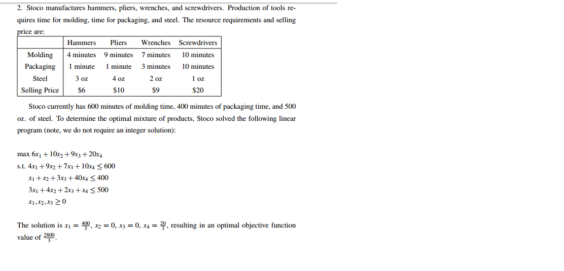 Solved Using the given solution to the primal problem, use | Chegg.com