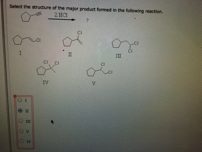 Solved Select the structure of the major product formed in | Chegg.com
