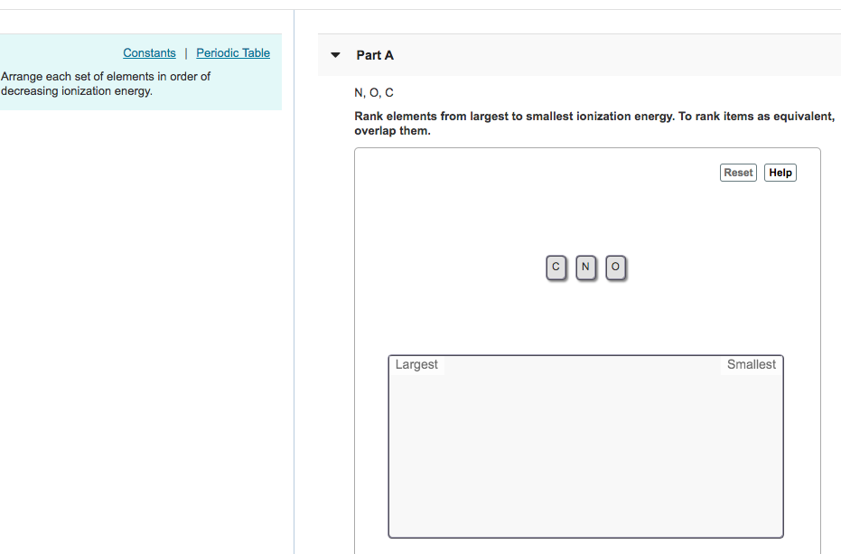 Solved Constants | Periodic Table Part A Arrange each set | Chegg.com Solved Constants | Periodic Table Part A Arrange each set | Chegg.com