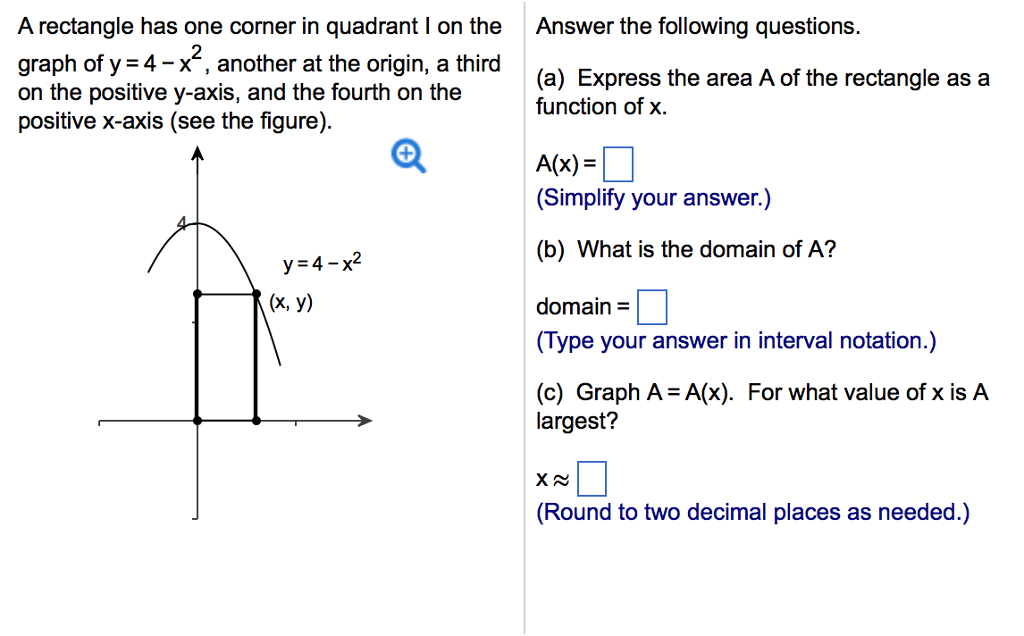 Solved A rectangle has one corner in quadrant I on the graph | Chegg.com