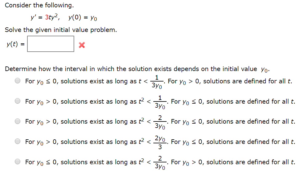 Solved Consider The Following Y 3ty2 Y0 Y0 Solve