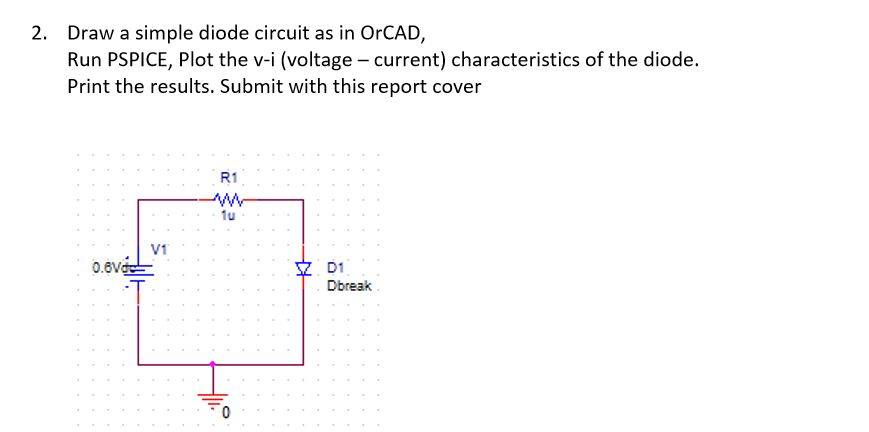 Solved Draw a simple diode circuit as in OrCAD, Run PSPICE, | Chegg.com