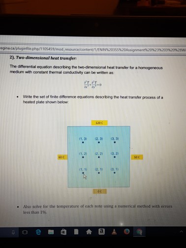 Solved Two-dimensional heat transfer: The differential | Chegg.com