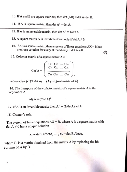 Solved I want some examples for properties of determinants | Chegg.com