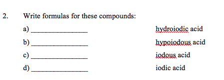 Solved 2. Write formulas for these compounds: a) b) c) d) | Chegg.com