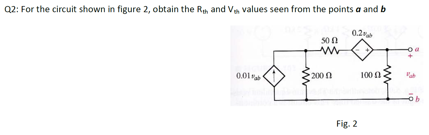 Solved For the circuit shown in figure 2, obtain the R_th | Chegg.com