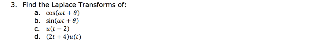 Solved Find the Laplace Transforms of: cos(omega t + theta) | Chegg.com