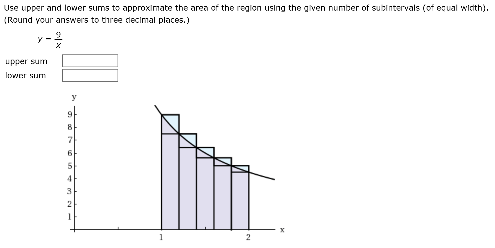 Solved Use upper and lower sums to approximate the area of | Chegg.com