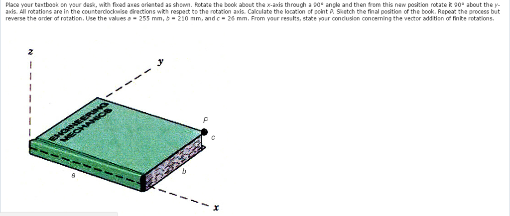Solved Place your textbook on your desk, with fixed axes | Chegg.com