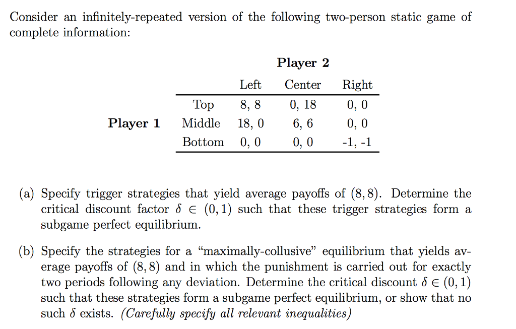 Consider an infinitely-repeated version of the | Chegg.com