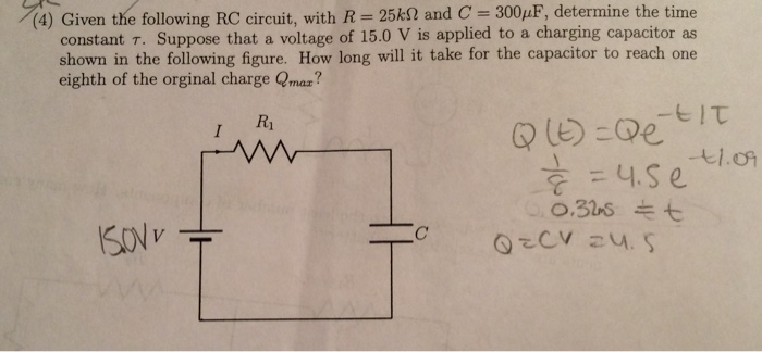 Solved 1) Given the following RC circuit, with R = 25kOhm | Chegg.com