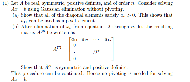 (1) Let A be real, symmetric, positive definite, and | Chegg.com
