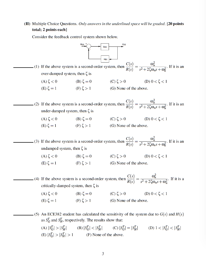 Solved (II) Multiple Choice Questions. Only answers in the | Chegg.com