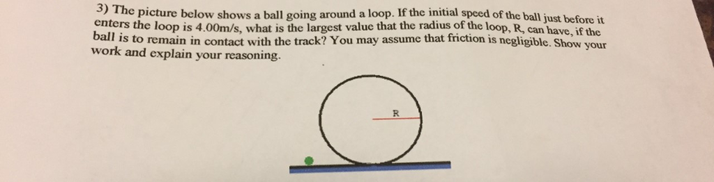 Solved The picture below shows a ball going around a loop. | Chegg.com