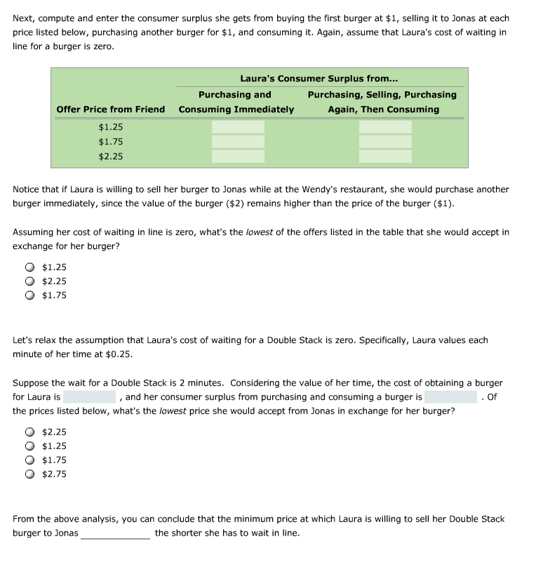 Next, compute and enter the consumer surplus she gets | Chegg.com