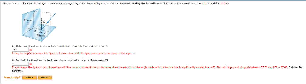 Solved The two mirrors illustrated in the figure below meet | Chegg.com