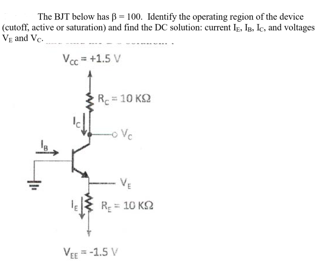 Solved The BJT below has beta = 100. Identify the operating | Chegg.com