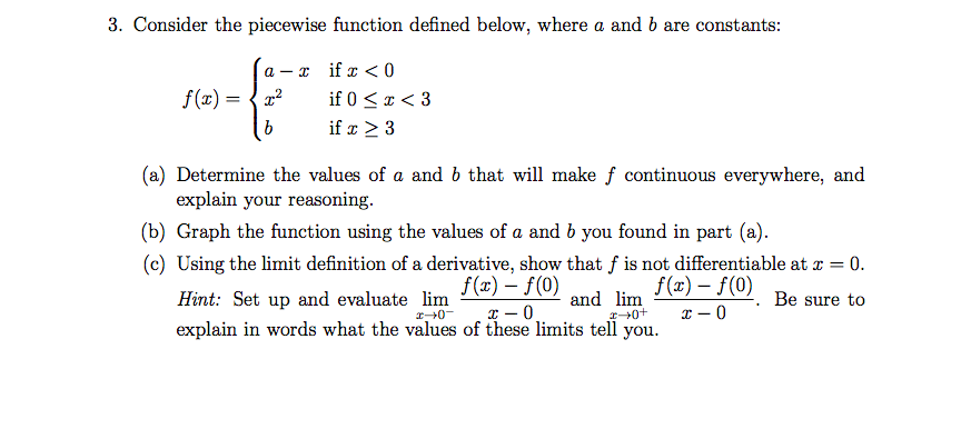 Solved 3 Consider The Piecewise Function Defined Below 