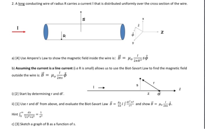 Solved A long conducting wire of radius R carries a current | Chegg.com