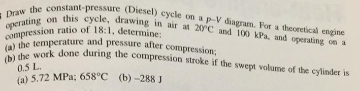 Solved Draw the constant pressure (Diesel) cycle on a p-V | Chegg.com