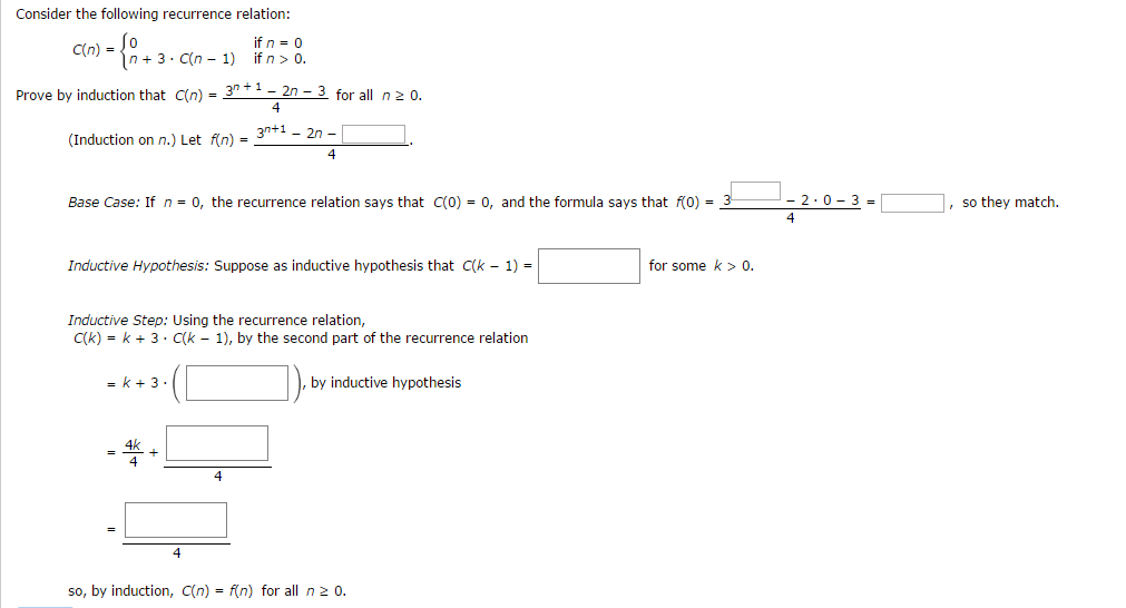 Solved Consider the following recurrence relation: C(n) = {0 | Chegg.com