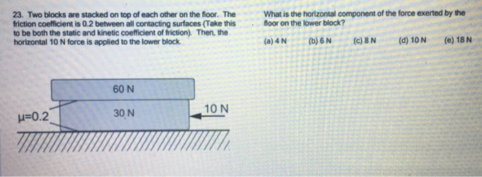 Solved Two blocks are stacked on top of each other on the | Chegg.com