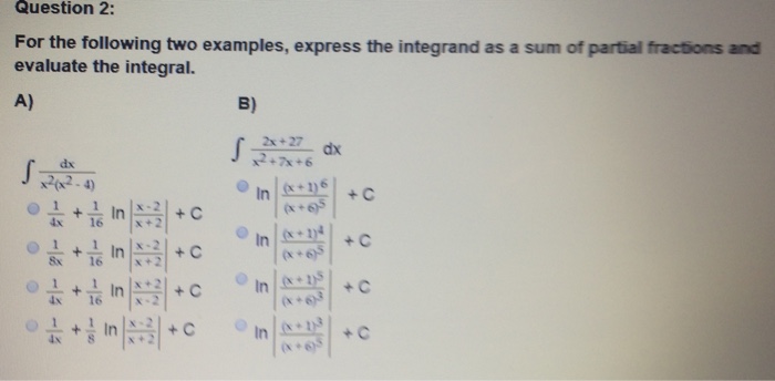 Solved For the following two examples, express the integrand | Chegg.com