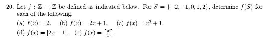 Solved Let f: Z rightarrow Z be defined as indicated below. | Chegg.com
