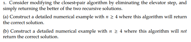 Consider modifying the closest-pair algorithm by | Chegg.com