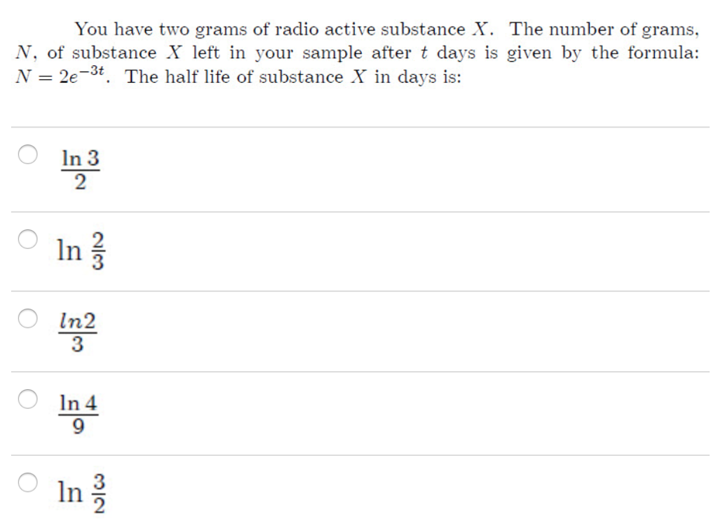 Solved You have two grams of radio active substance Y. The | Chegg.com